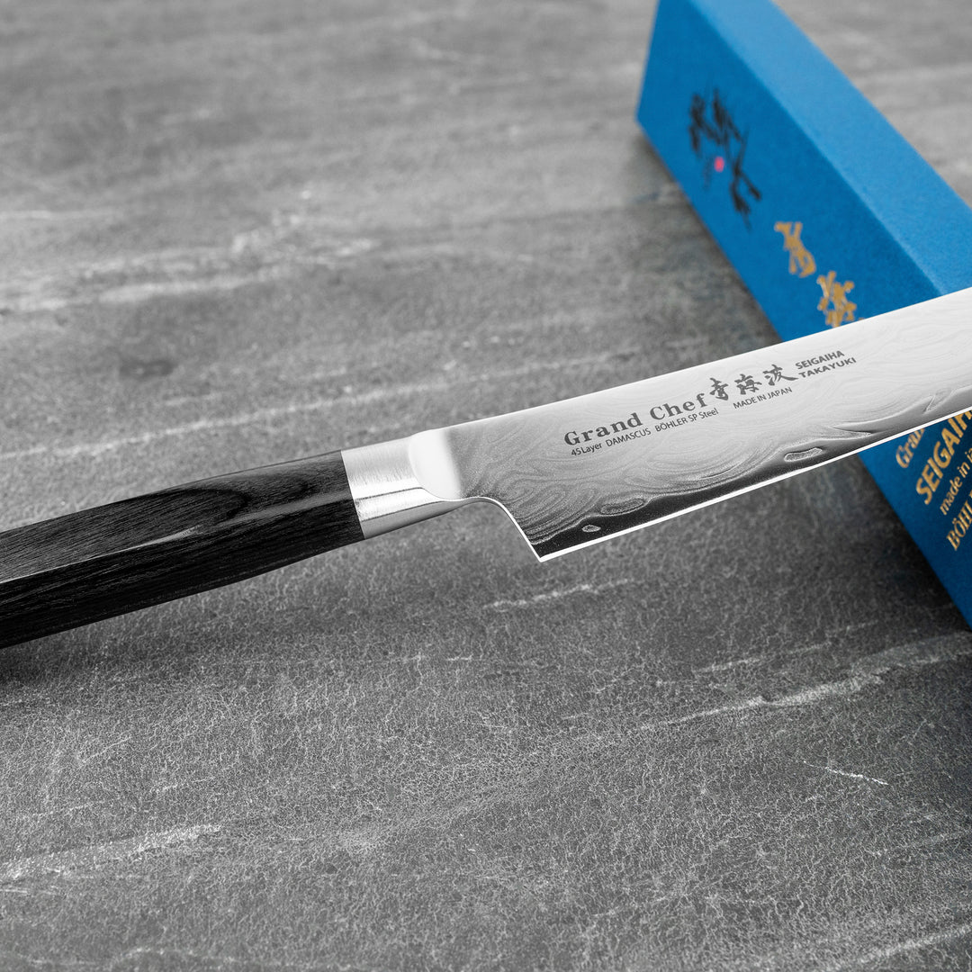 Petty 15 cm Sakai Takayuki Seigaiha Bohler N685 Damascus – Noże Japońskie